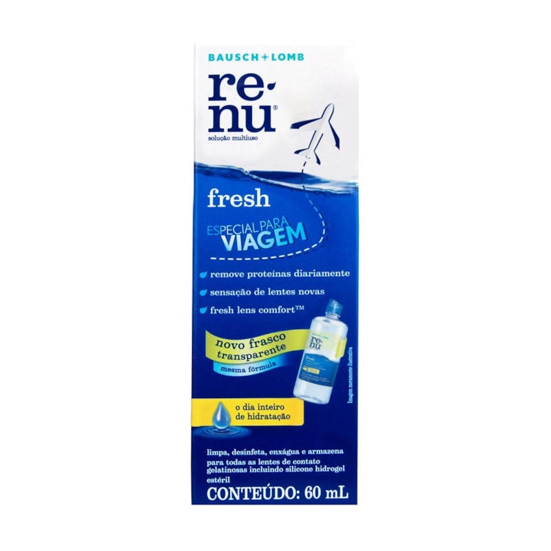 Renu Fresh 60ml ideal para viagem | newlentes